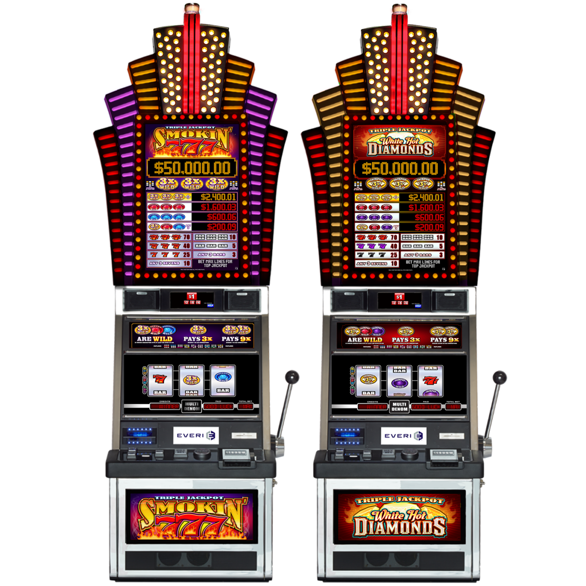 Triple Jackpot Smokin' 777™ & Triple Jackpot White Hot Diamonds™ - Everi